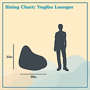 Yogibo Lounger Bean Bag for Adults, Teens, Personal Sized, Single Beanbag Lounge Chair with Raised Back or Gaming, Reading, and Relaxing, Removable, Washable Cover, Blue