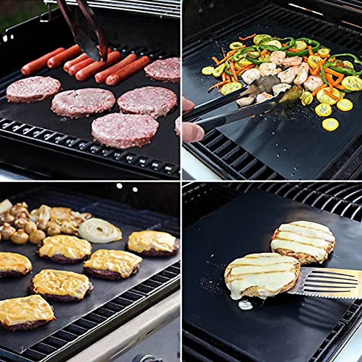 Grill Mat for Outdoor Grill Set of 5, Grill Sheets 100% Non-Stick Reusable, Heavy Duty, Barbecue Baking Mat Durable for Charcoal Gas Electric Grill, Easy to Clean, 15.75 x 13-Inch