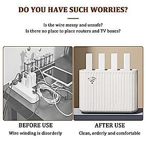 WiFi Router Storage Box,Large Wireless Router Rack, Cable Power Plug Wire Storage Boxes,Floating Shelf, Plug Row Hub Board Finishing Desktop Storage Box