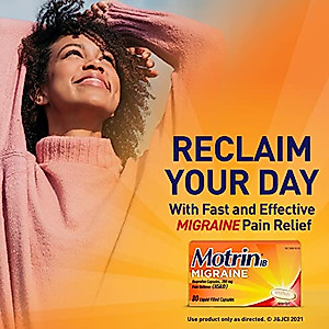 Motrin IB Migraine Liquid Gel Caps, Ibuprofen 200 mg, Migraine Relief Medicine, 80 Ct