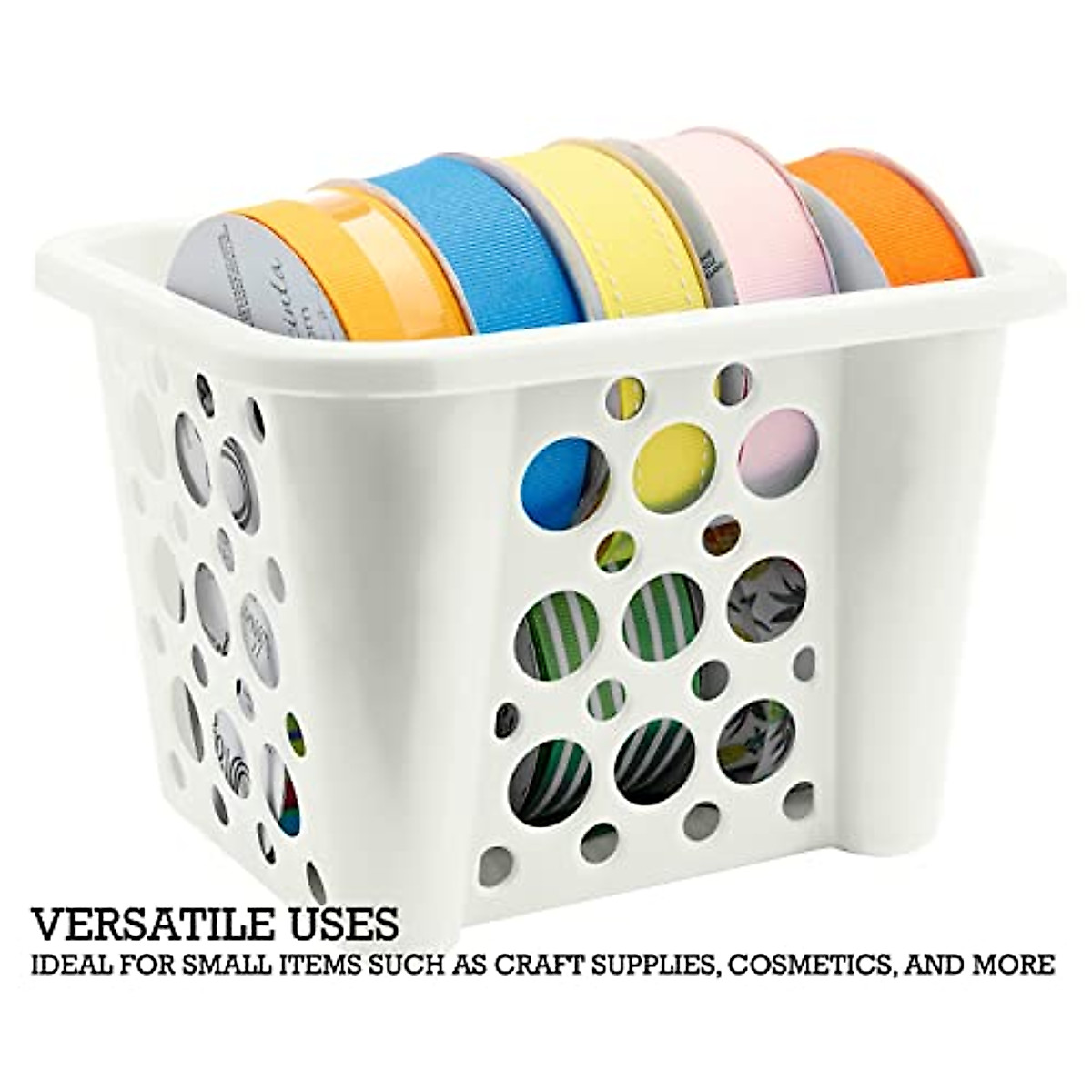 Organize Your Home Mini Stackable White Storage Containers with Open Tops, 4 Pack, Great Organizing Bins for Pantry, Closet, Bedroom, and all Storage, 7.6” x 6.7” x 5.3”