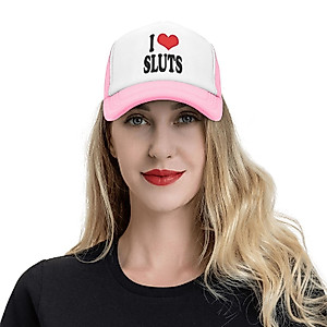 Hat,I Love Sluts Trucker Hat Baseball Cap Pink Women Men Dad Hat Golf Cowboy Hat