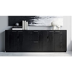 Zuri Furniture Reagan Modern Polished Cabinet Credenza - Black