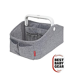Skip Hop Diaper Caddy Organizer with Touch Sensor Night Light, Nursery Style, Heather Grey