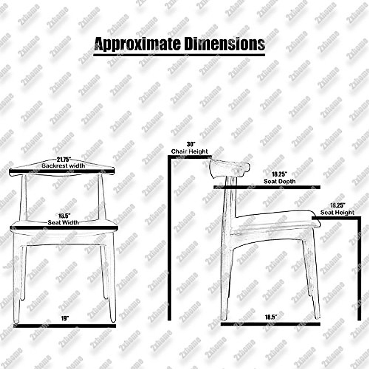 2xhome Set of 2 Contemporary Farmhouse Real Solid Wood Cushion Seat Dining Chairs Elbow Side Chair (Natural)
