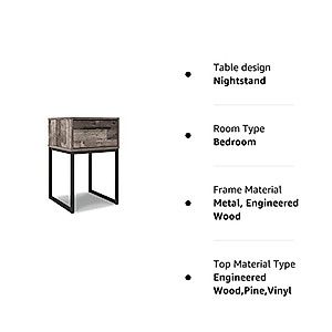Signature Design by Ashley Neilsville Industrial 1 Drawer Nightstand, Butcher Block Gray