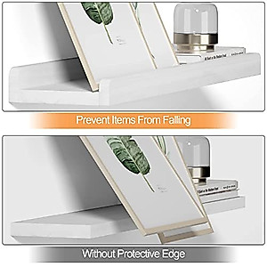 Alsonerbay White Floating Shelves Wall Mounted Set of 3, 23.6 Inch Rustic Wood Wall Shelves for Storage and Display for Bedroom Living Room Bathroom Kitchen Office and More