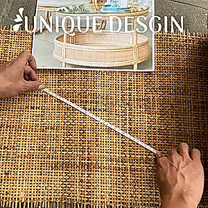 MINHKUST 14" Width Natural Brown Dark Square Rattan Cane Webbing Roll 3 Feet Length for Caning Projects, Pre-Woven Radio Mesh Cane Webbing Sheet for Furniture, Chair, Table, Ceiling (3 FEET)