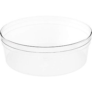 Pioneer Plastics 183C Clear Round Plastic Container with Frosted Bottom, 6.875" W x 2.625" H, Pack of 4