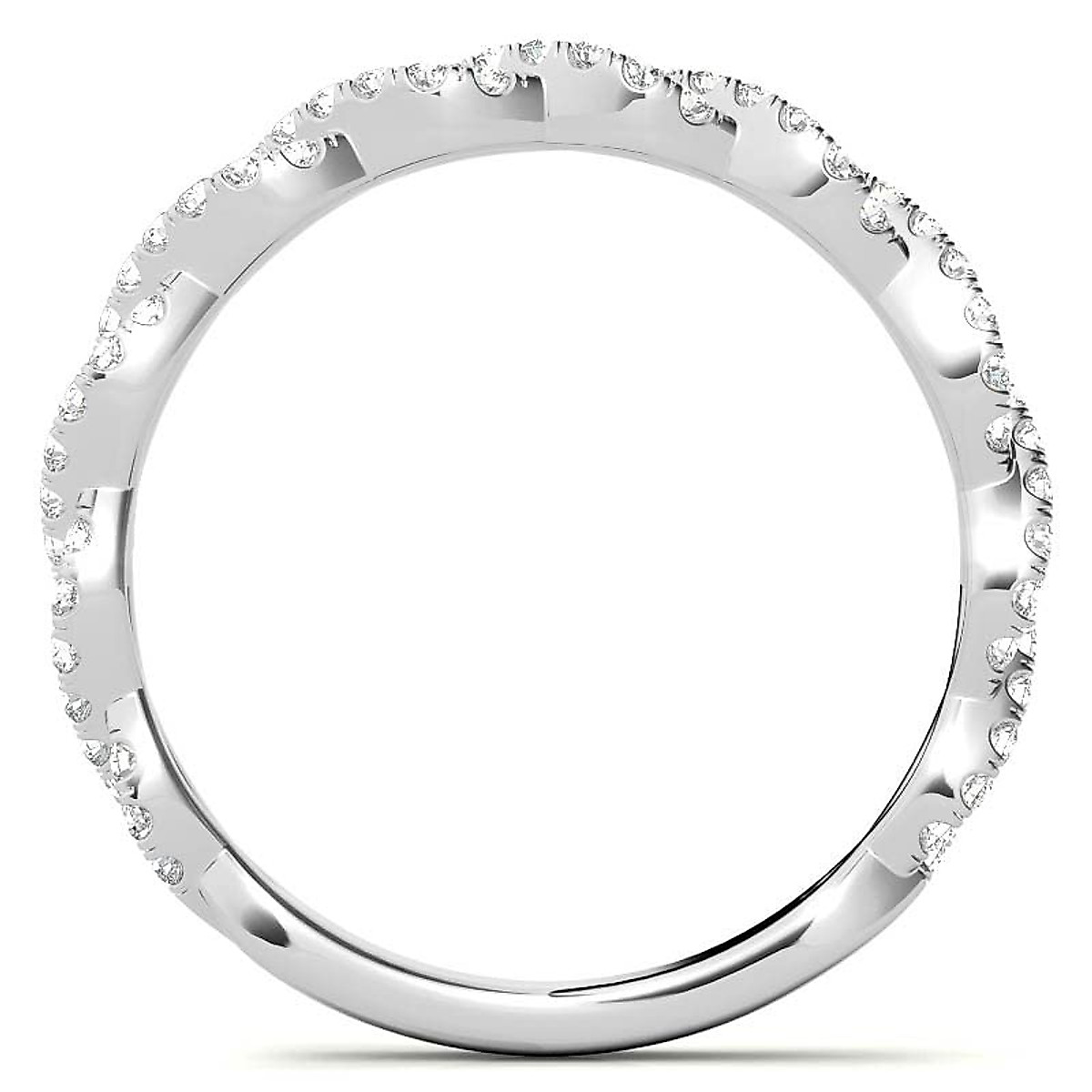 Excellent Round Brilliant Cut 0.38 Carat, Moissanite Diamond Promise Band, Prong Set, Eternity Sterling Silver Band, Valentine's Day Jewelry Gift, Customized Band (4)