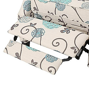 Christopher Knight Home Ellyn Fabric Recliner (Set of 2), Light Beige with Blue Floral, Dark Brown