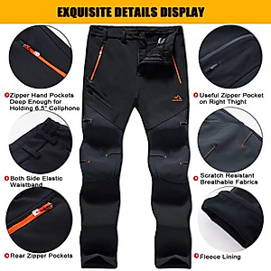 MAGCOMSEN Hiking Pants Mens Waterproof Pants for Men Softshell Winter Pants for Men Ski Pants Snowboard Pants for Men Lt Grey