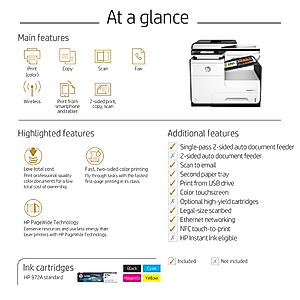 HP PageWide 377dw Color Multifunction Business Printer with Wireless & Duplex Printing (J9V80A)