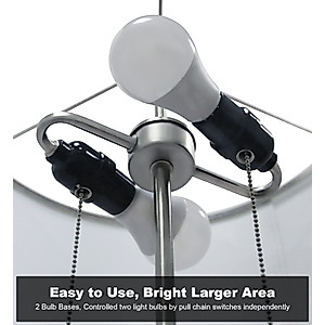 DEEPLITE Modern Floor Lamp, Tall Standing Lamp with 2 Bulb Socket for Office Bedroom Living Room Bright Lighting, Brushed Nickel Body, White Lampshade