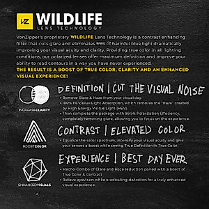 VonZipper Clutch Polarized Sunglasses for Men and Women Black Gloss with Rectangle Clutch Polarized Vintage Grey Impact-resistant polycarbonate lens Sun Glasses with UV and HEV protection 66mm