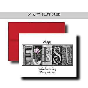 First Valentines Day Card, FLAT CARD, Personalized, Couples Gift, Husband Wife Girlfriend Boyfrind