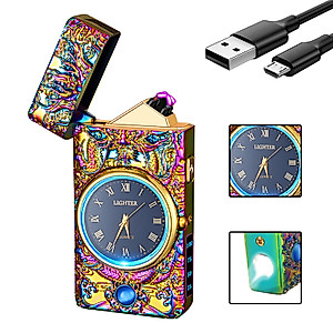 SKRFIRE Luxury Watch Lighter for Men, USB Lighters Rechargeable Plasma Arc Lighter, Windproof Flameless Butane Free Mini Portable Pocket Lighter for Candles, Outdoor Camping Activities (Multicolour)