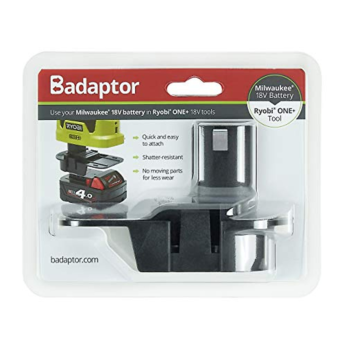 Badaptor Milwaukee Battery Adapter to Ryobi 18v One+ Tools