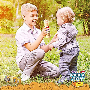 PICK A TOY Bamboo Rainstick Rain Shaker Sensory Toy Musical Instrument for Kids and Adults, Lightweight and Easy to Use Music Game, Rainbow Colored Rain Maker – with Gift Box