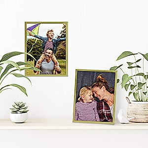 Americanflat 8.5x11 Picture Frame in Gold - Thin Border Photo Frame with Shatter Resistant Glass - Horizontal and Vertical Formats for Wall and Tabletop