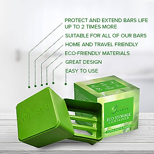 BAMBOEARTH Natural Eco-Friendly in-Shower Storage Container - Soap Dish Holder for Shampoo Conditioner & Body Bars Made of Bamboo - Extends Bar Life Plastic Free Zero Waste & Vegan (Green)