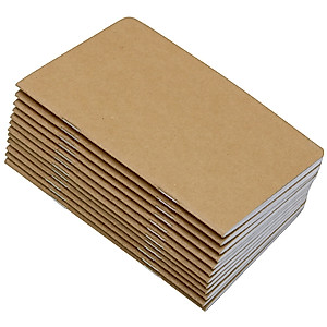 12 Pcs 5.5 Inch x 3.5 Inch Brown Cover Pocket Notebook 32 Sheets (64 Pages) Blank Pages 70 Gsm Paper (Brown, Blank)