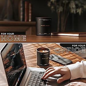 CRVFT Men's Candle - Cherry Wood Candle - Soy Candle 45 Hour Burn Time - Room Decor and Housewarming Gift for Men - 7oz/200g (Black Amber)