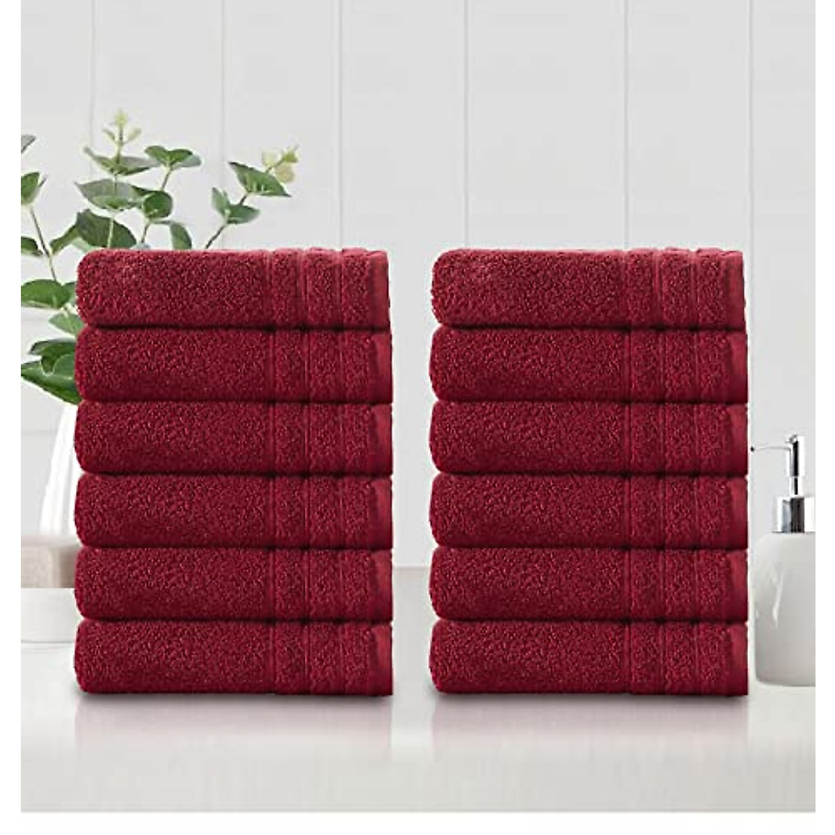COTTON CRAFT Washcloths - 12 Pack Super Zero Twist Facecloths -13x13-100% Cotton Baby Wash Cloths - Ultra Soft Absorbent Everyday Luxury Bathroom Kitchen Spa Gym Pool Camp Dorm - Easy Care - Garnet