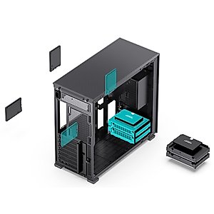 JONSBO D41 MESH Black ATX Computer Case, ATX/M-ATX Mainboard/Support RTX 4090(335-400mm) GPU 360/280AIO,Power ATX/SFX: 100mm-220mm Multiple Tool-Free Design, Black