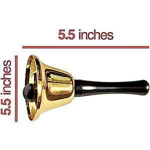 ifavor123 Gold Steel Hand Bell for Wedding Events Decoration, Call Bell, Alarm, Jingles (1 Pc. Gold Bell)