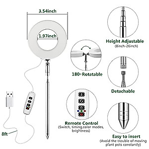 Grow Light, 2pcs Plant Light for Indoor Plants, LED Full Spectrum Plant Growing Light with Red/Blue/Purple & Yellow/White/Warm White, Height Adjustable, Auto On/Off Timer 3/9/12h, 10 Dimmable Levels