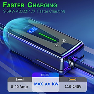 SetWire Level 2 EV Charger, 40 Amp Smart WiFi, 2 in 1 Wall Mount & Portable EV Charger,110-240V, NEMA 14-50 Plug, 23-Foot Cable, Electric Vehicle Car Charging Stations