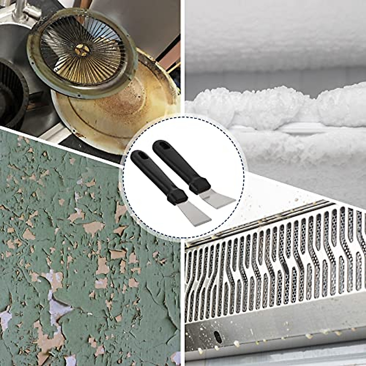 SOLUSTRE 4pcs Refrigerator Ice Shovel Stainless Steel Ice Scraper Snow Removal Cleaning Freezer Frost Shovel Remover Scoop for Refrigerator Fridge Freezer