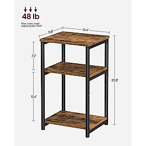 VASAGLE Side Table, Small End Table, Tall Nightstand for Living Room, Bedroom, Office, Bathroom, Rustic Brown and Black ULET273B01