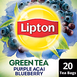 Lipton Green Tea Bags, Purple Acai, Blueberry, 20 Count (Pack of 6)