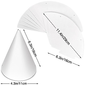 Weoxpr 40 Pieces White Party Hats for Kids Birthday, Blank Cones Craft Party Hats Bulk, Plain Paper Hats to Decorate,White Cone Hats for Adults Art DIY Craft Party Halloween Supplies