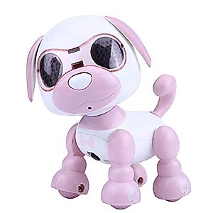 Robot Dog Toy, Electronic Robot Dog Pet Toy Smart Kids Interactive Walking Sound Puppy with LED Light Educational Toy Gift for Kids Children(Pink)
