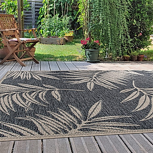 Rugshop Leaf Design for Patio Rugs,Deck Rugs,Balcony Rugs Indoor/Outdoor Area Rug 7'10" x 10' Blue