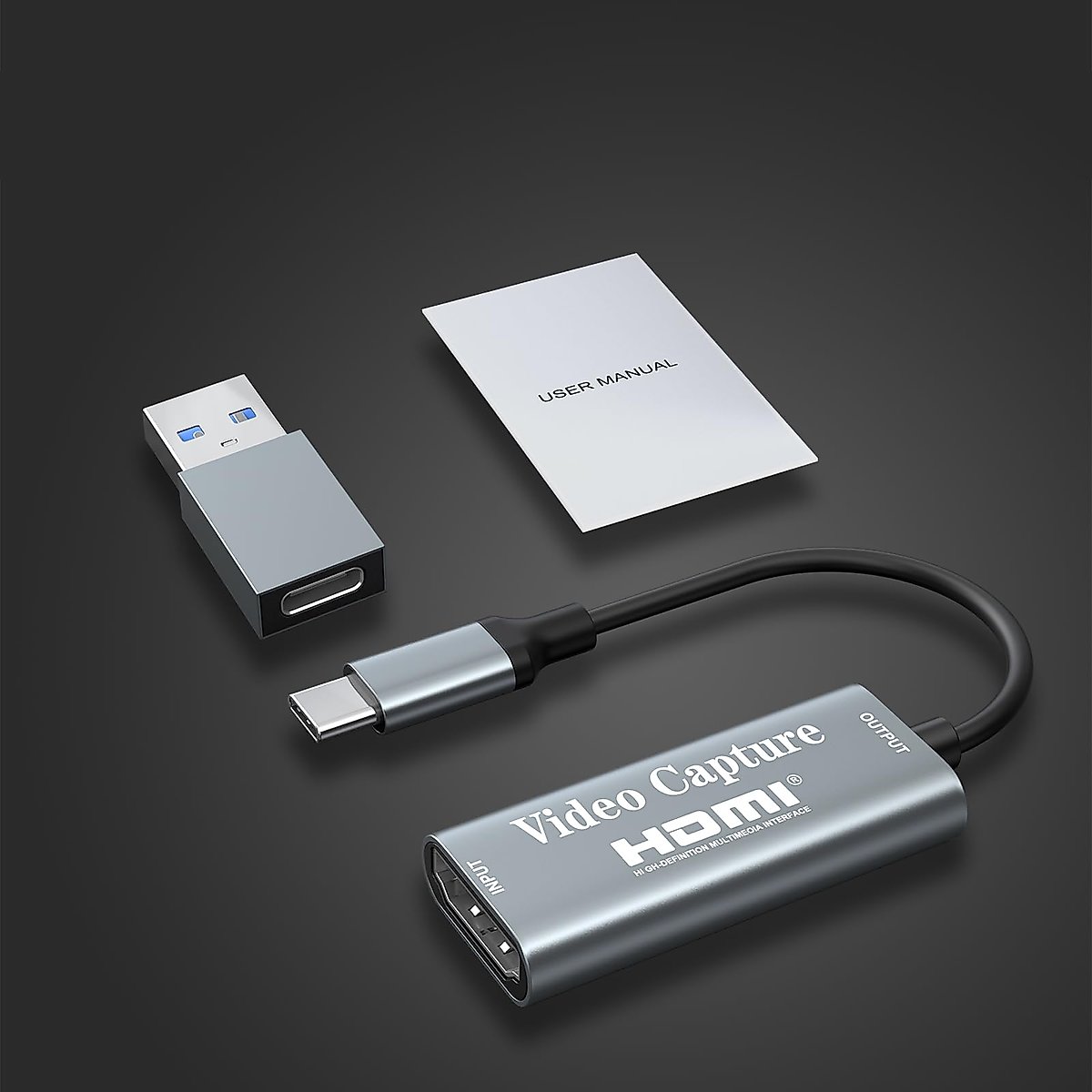 Papeaso Video Capture Card, Video Recording Card Wonderful 4K HDMI to 1080P USB C for Gaming Streaming TV Recorder, for Windows Mac OS System with USB C Adapter to Adjust PS4, Switch, Xbox1