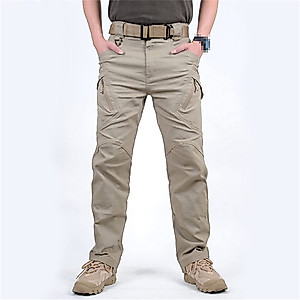 KEHAIOO Men Military Tactical Cargo Pants, SWAT Combat Army Trousers, Casual Many Pockets Stretch Cotton Pants Gray M