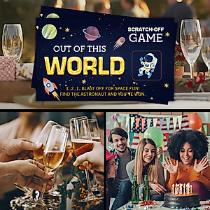 Haizct 50 Pack Rocket Ship Baby Shower Game Scratch Off Cards for Baby Shower, Baby Shower Activity and Idea (Out Of This World)