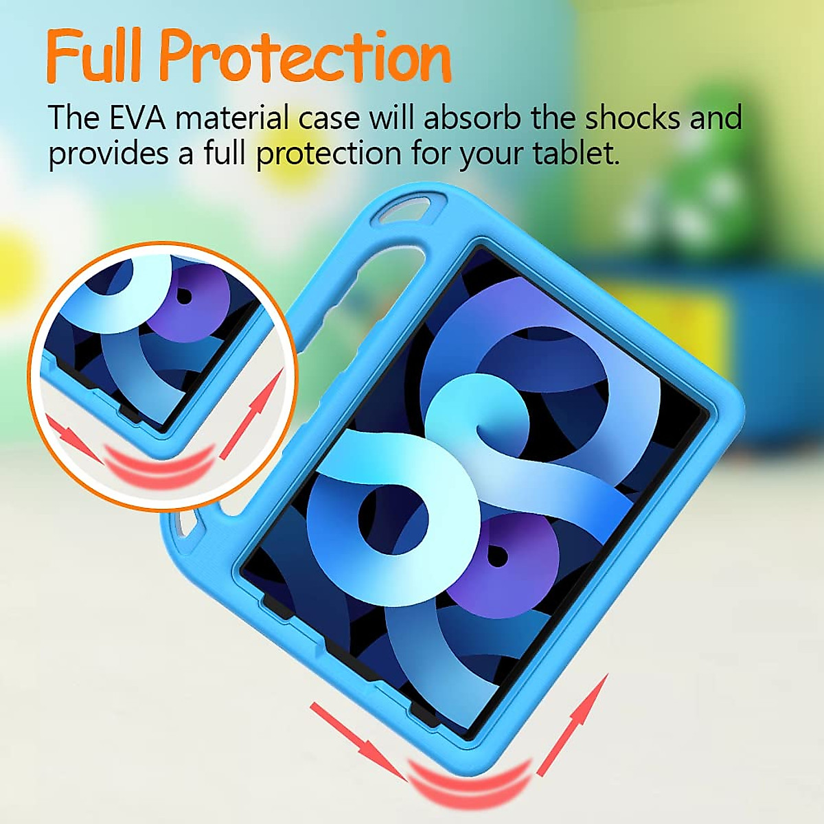 eTopxizu Kids Case with Built-in Screen Protector for iPad Air 5th Generation 2022/iPad Air 4th Gen 2020, 10.9" iPad Air 5/4 Shockproof Handle Stand Case for iPad Air 5th/4th Gen 10.9/Pro 11, Blue