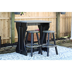 Leisure Accents Single Bar Set Includes 2 Barstools Deep Grey Top & Black Base Ideal for Patio Hot Tub Area Backyard Durable WeatherResistant Design Easy Nohardware Assembly Proudly Made in USA