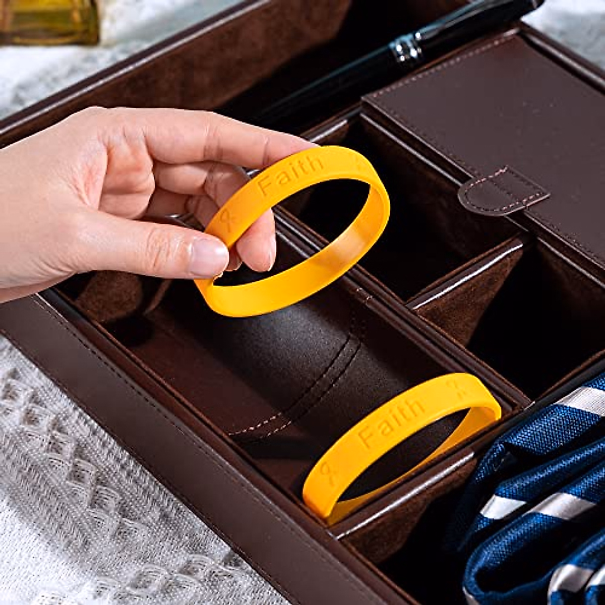 Fundraising For A Cause | Gold Ribbon Awareness Silicone Bracelet Wristbands for Childhood Cancer Awarenes (1 Bracelet - Retail)