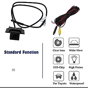 RED WOLF Rear View Backup Camera Aftermarket for Toyota Prius 2012-2017 Waterproof with Guideline Night Vision