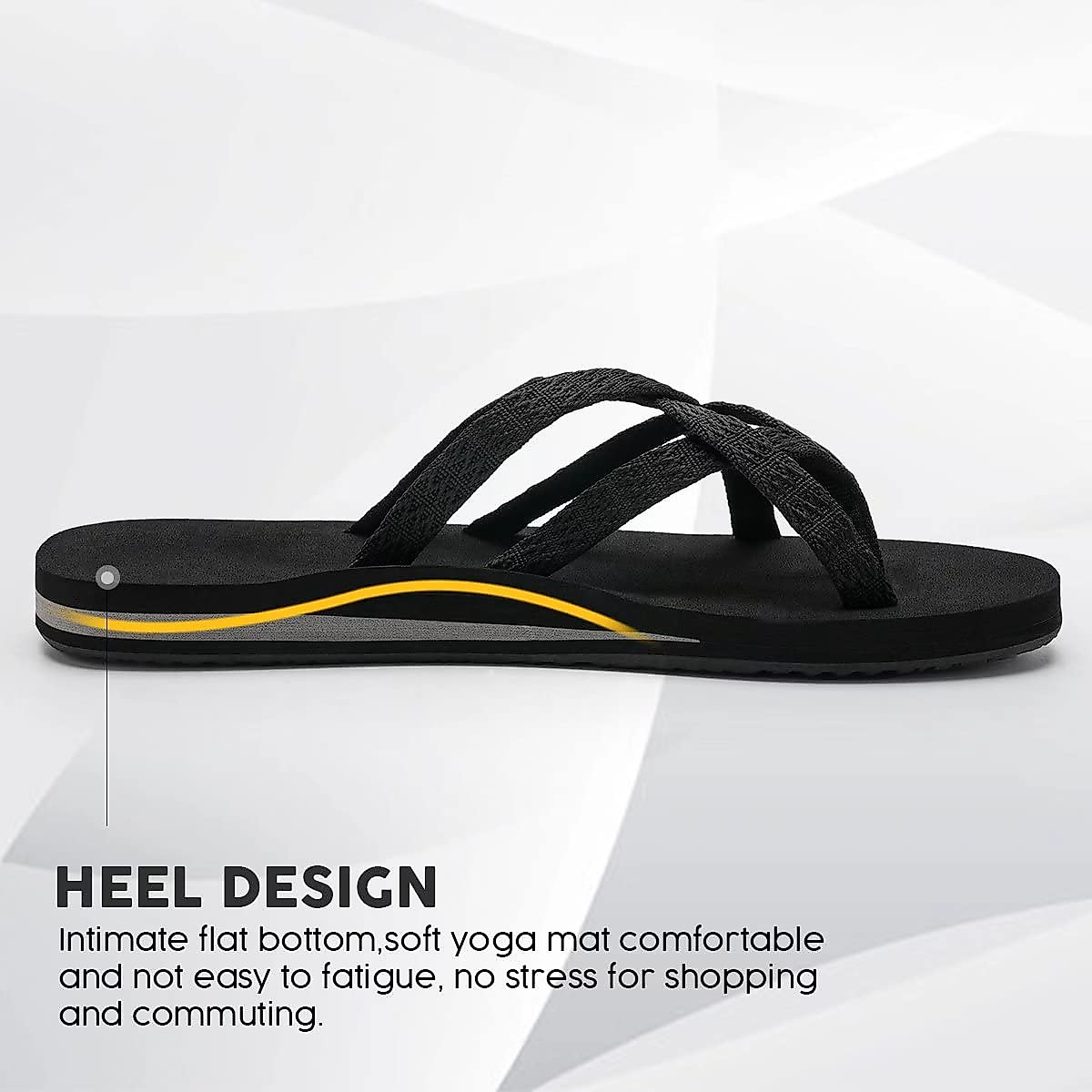 Womens-Flip-Flops Casual Comfortable thong Sandals with Cross Webbing Yoga-Mat Light-Weight Beach-shoes Walking-Travel Indoor-Outdoor(Black-40)