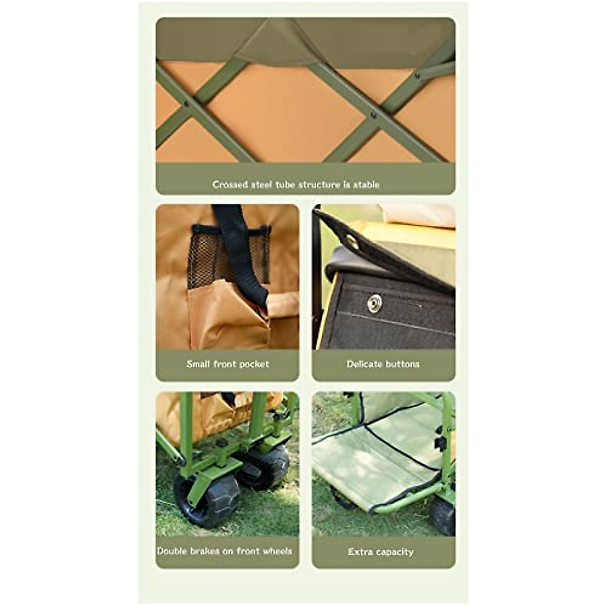 Suuim Heavy Duty 250kg Capacity Collapsible Wagon, Outdoor Folding Camping Wagons, Portable Utility Cart (Color : B) (A)