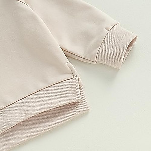 AEEMCEM Baby Boy Girl Clothes Toddler Fall Winter Outfits Solid Color Crewneck Sweatshirt and Jogger Pants Set (A-Beige, 2-3 Years)