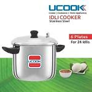 Idli Cooker Stainless Steel Idli Cooker Kitchen Accessories (Stainless Steel, 6 Plates, 24 Pieces)