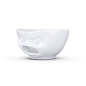 FIFTYEIGHT PRODUCTS TASSEN XL Porcelain Bowl, Barfing Face Edition, 33 oz. White (Single Bowl), Extra Large Bowl